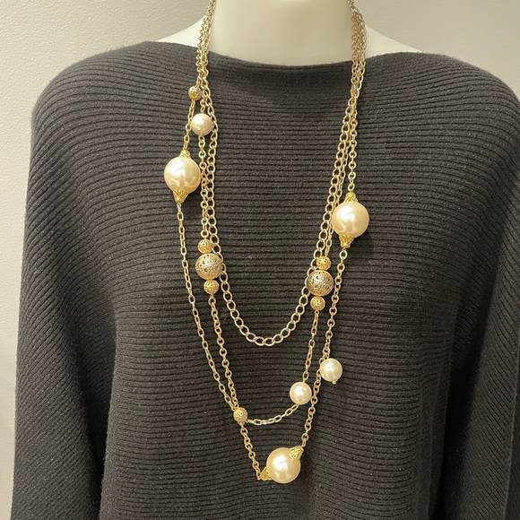 Cara Ny | Jewelry | Signed Cara Ny Faux Pearls Filigree Beaded Multi ...
